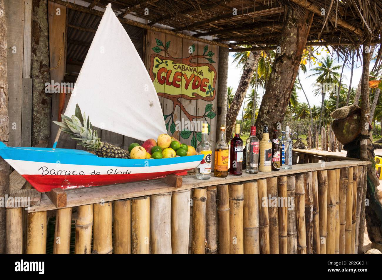 Beach bar, Praia da Cueira Beach, Boipeba Island, Bahia, Brazil, South ...