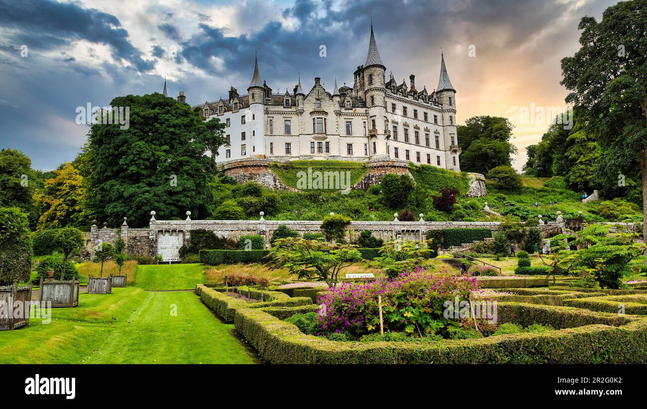 Dunrobin Castle seen from the garden, Golspie, Sutherland, Highlands ...