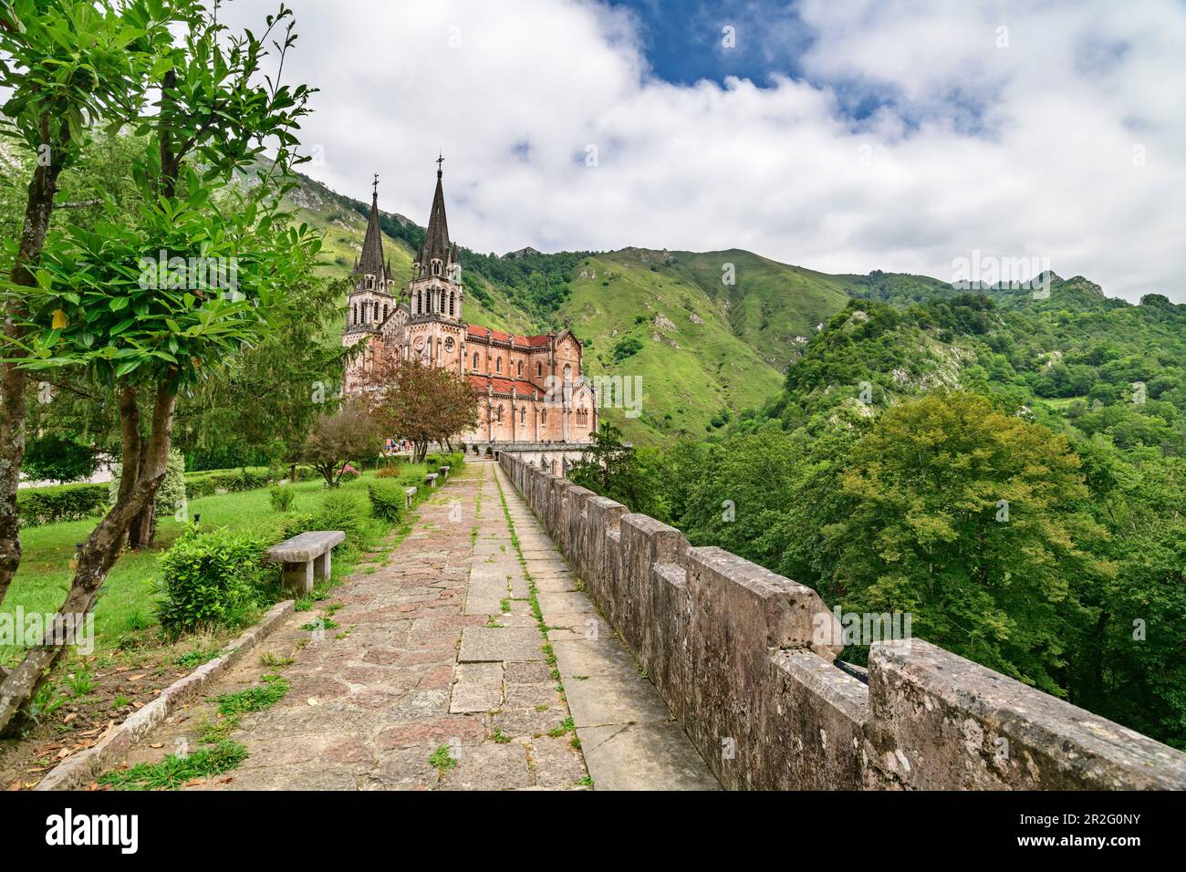 Path leads to Covadonga Basilica, Covadonga, Picos de Europa, Picos de ...