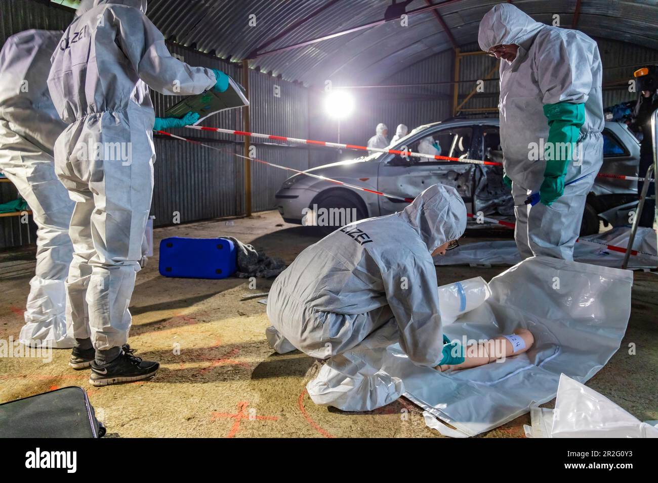 Securing evidence after a terrorist attack, symbol photo, BWTEX anti ...