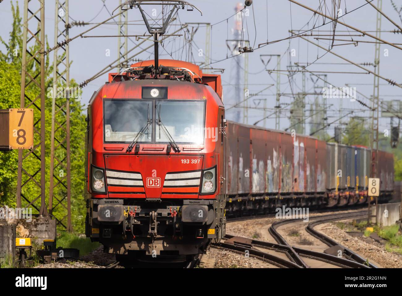 Goods train, locomotive Siemens Vectron, Stuttgart, Baden-Wuerttemberg ...