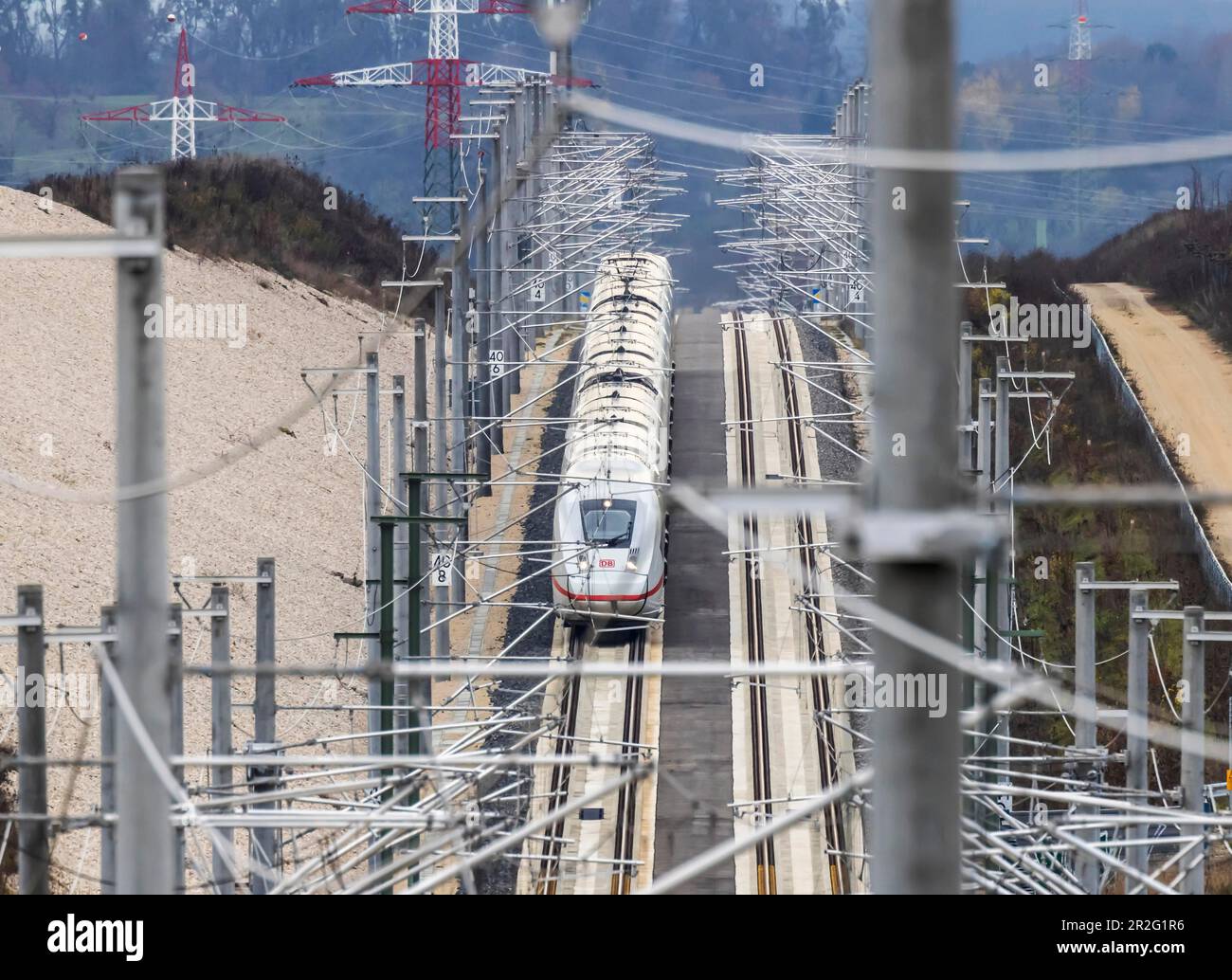 New high-speed railway line between Wendlingen and Ulm, ICE on open ...