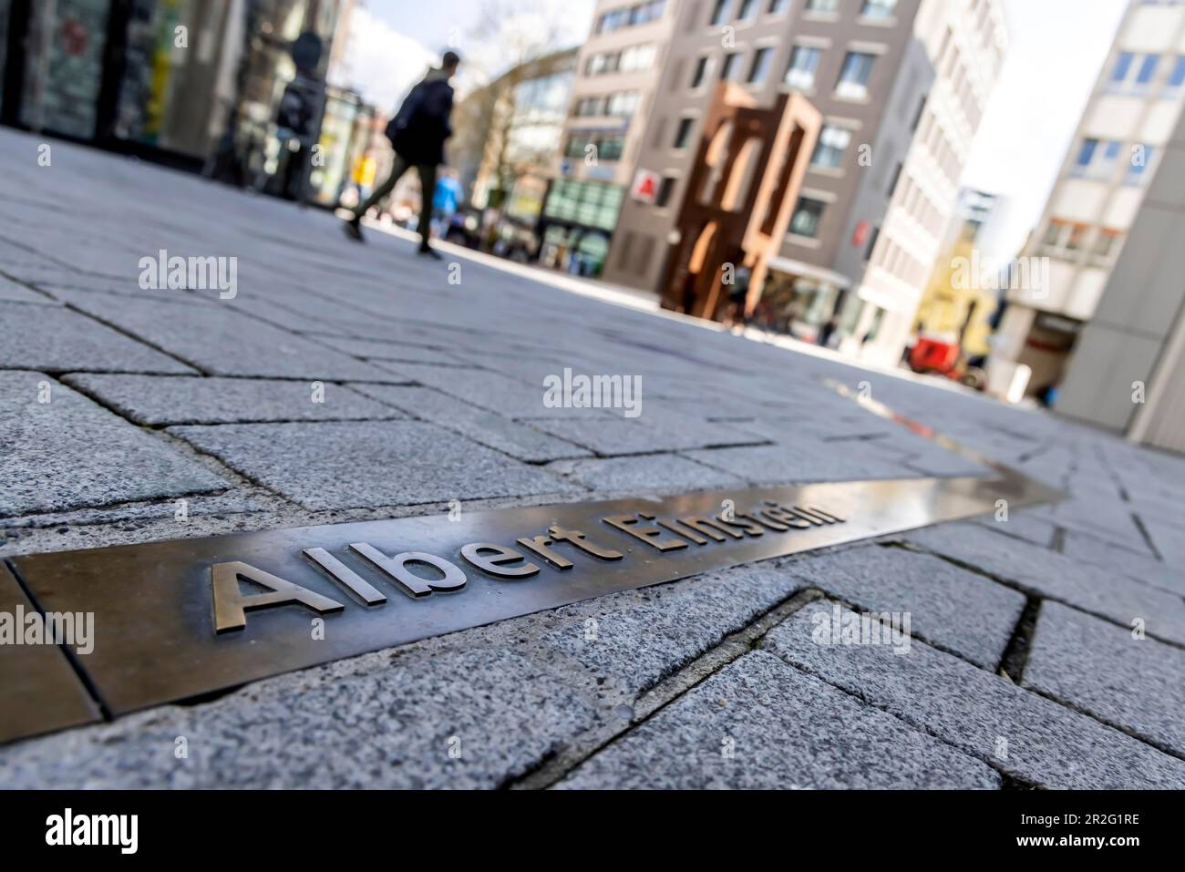 Monument at the birthplace of Albert Einstein in the Sedelhoefe district, designed by Max Bill ...