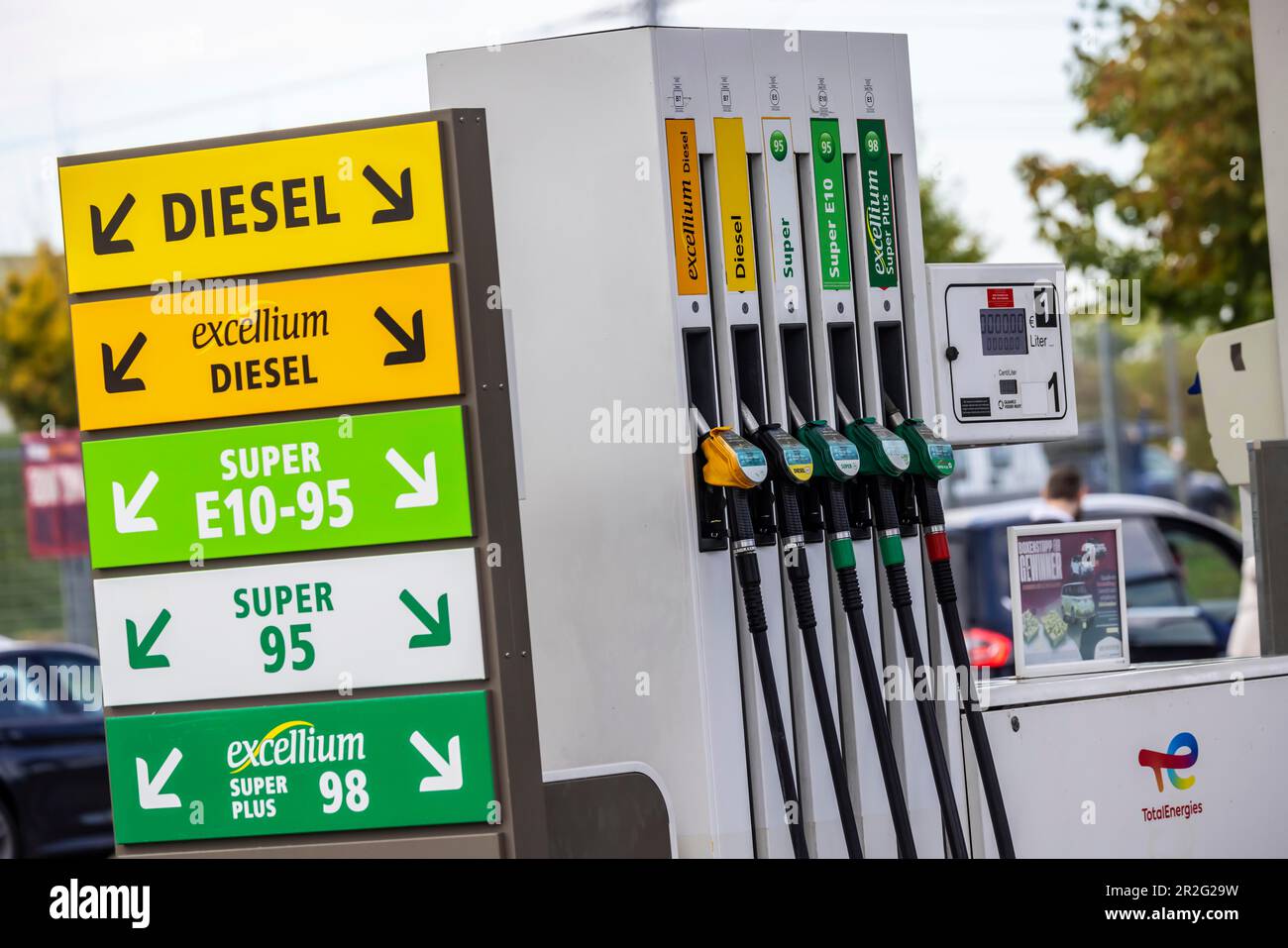 Petrol pump, Total Energie brand motorway petrol station, diesel and ...