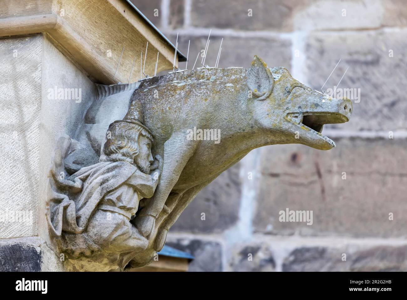 Anti-Semitic sculpture of a Jew sow, created around 1270, facade of the ...