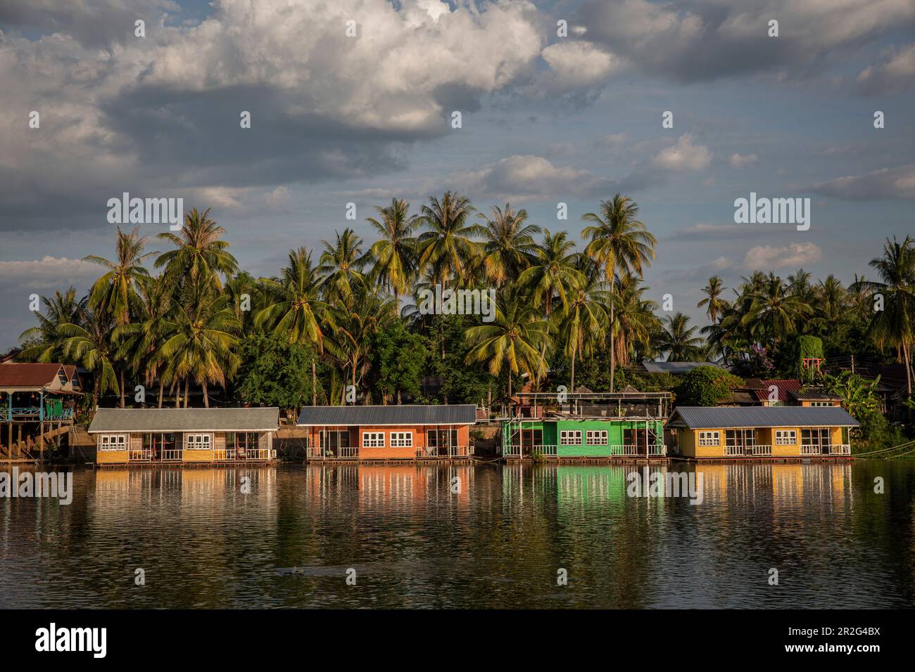 Mekong bank between the islands of Don Det and Don Khon, Laos, Asia ...