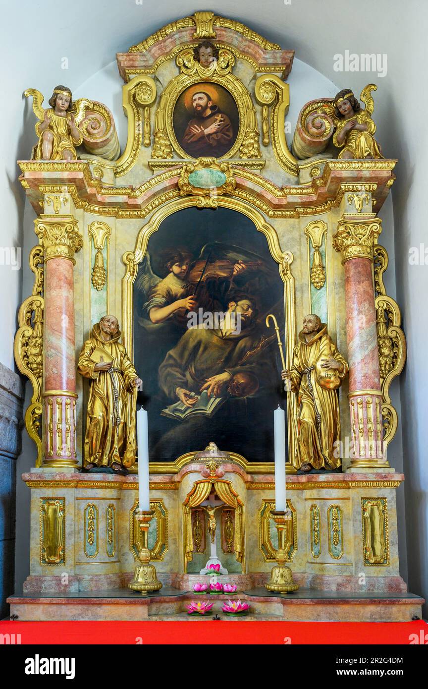 Side altar with figures of saints, St. Anton Catholic Church, Kempten ...