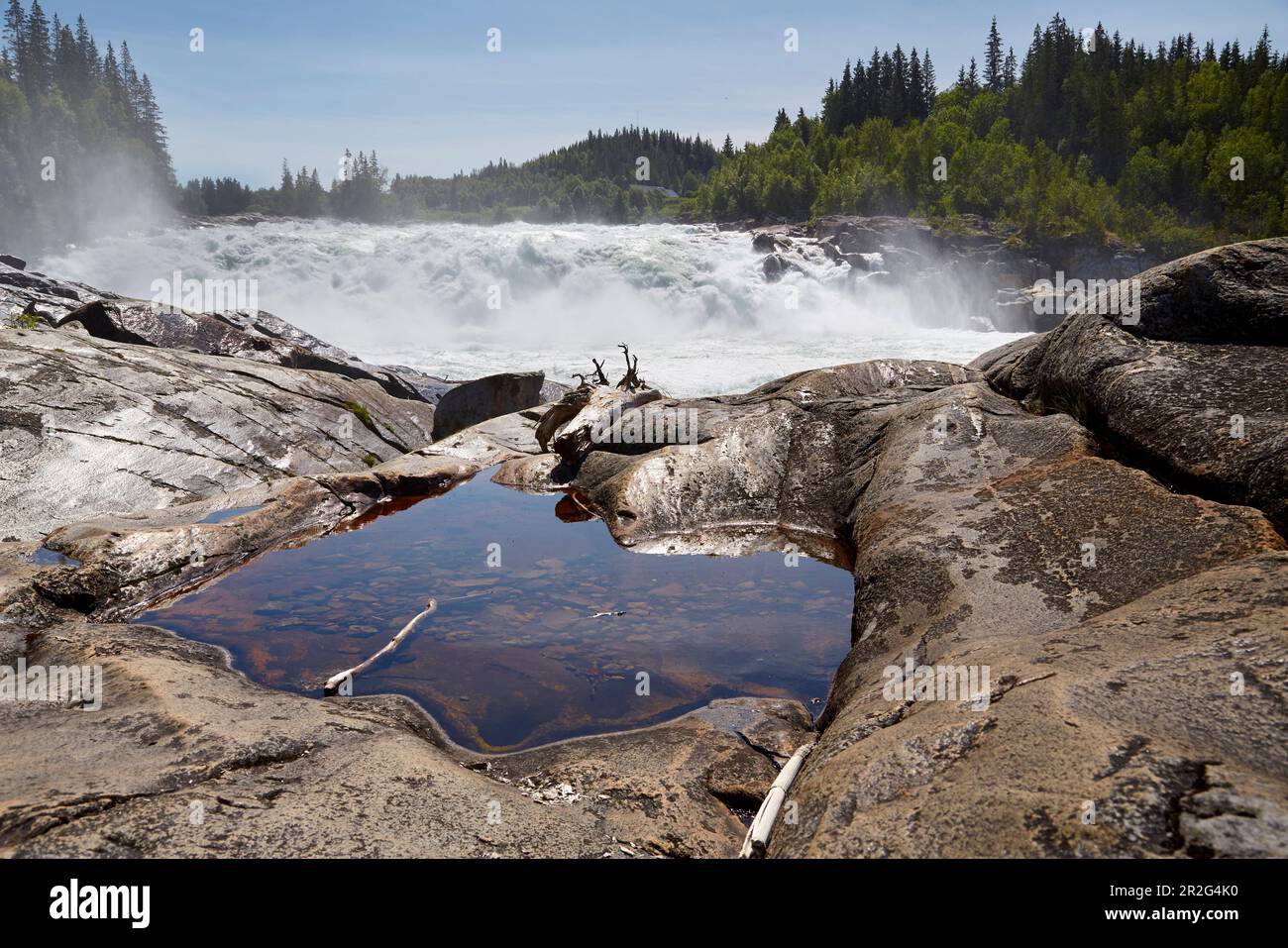 Laksfossen waterfall south Mosjoen, Nordland, Norway, Europe Stock ...