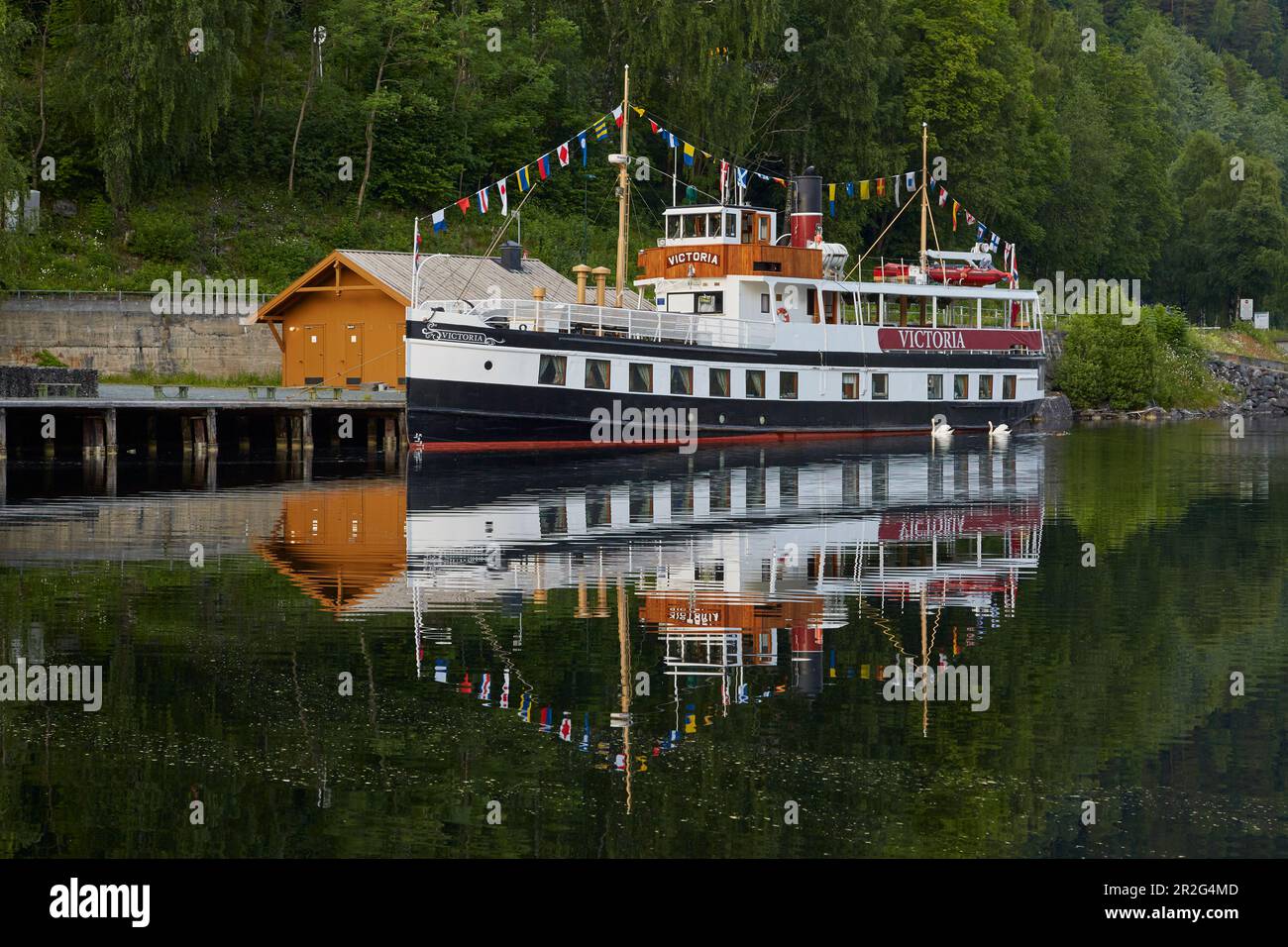 Dalen, the historic ship Victoria at the terminus of the Telemark Canal ...