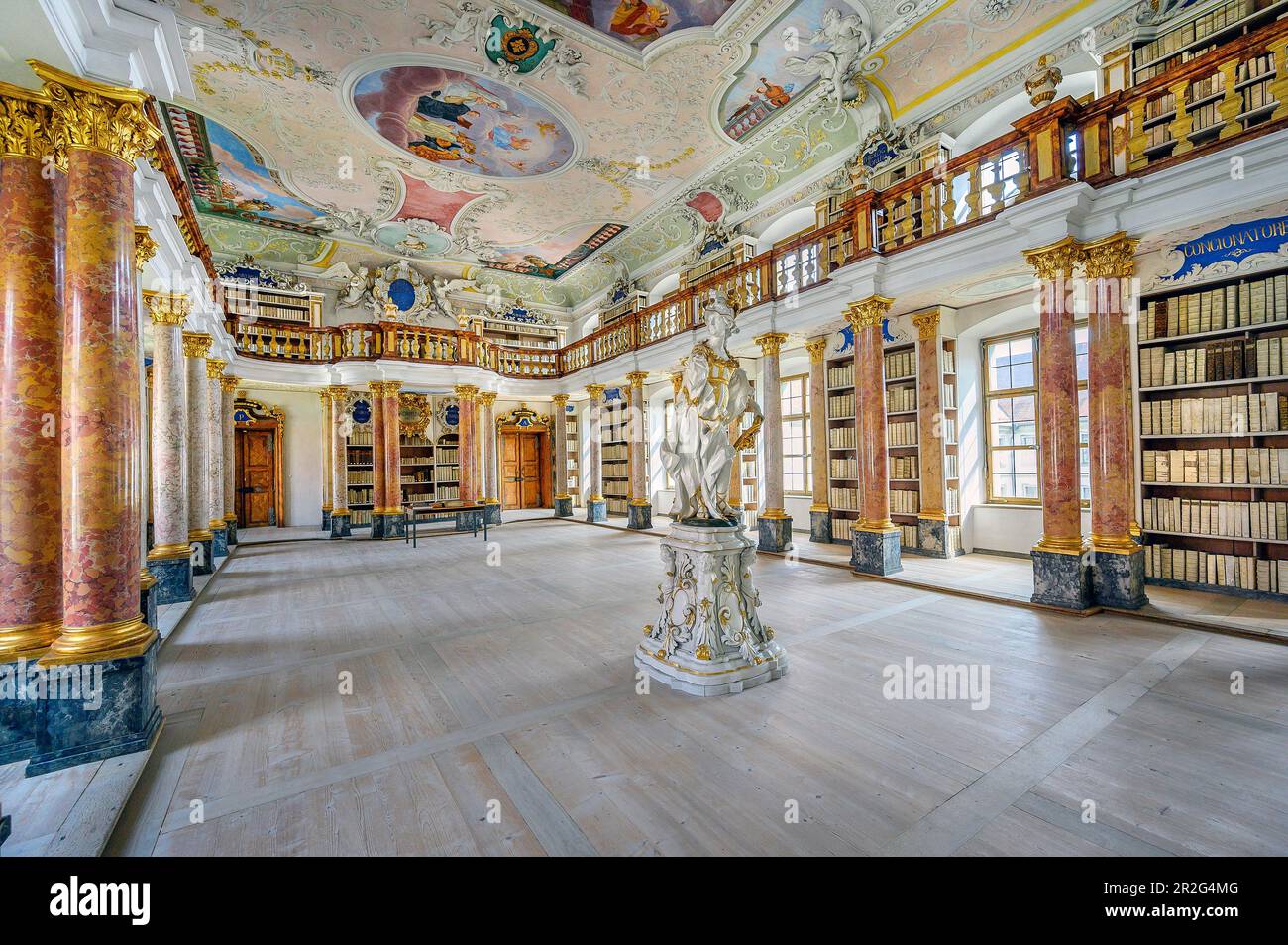 Library of Ottobeuren Abbey, statue of Pallas Athena, goddess of wisdom ...