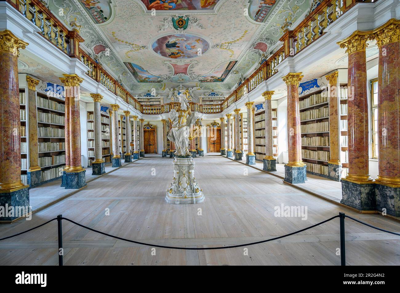 Library of Ottobeuren Abbey, statue of Pallas Athena, goddess of wisdom ...