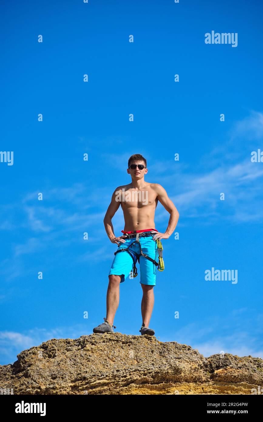 Rock climber man standing hi-res stock photography and images - Alamy