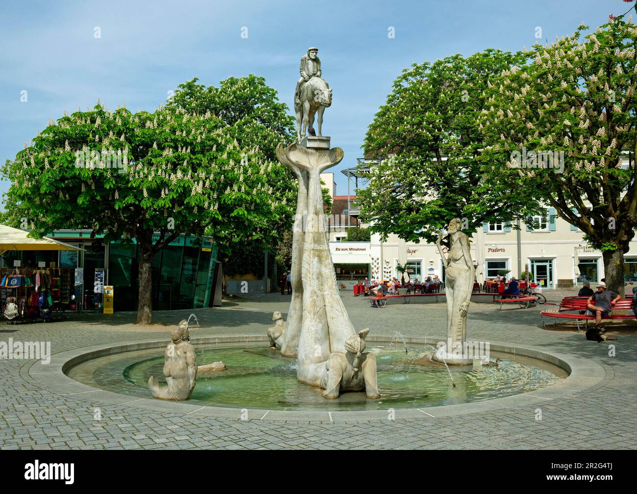 The fountain Bodenseereiter by sculptor Peter Lenk, Ueberlingen am ...
