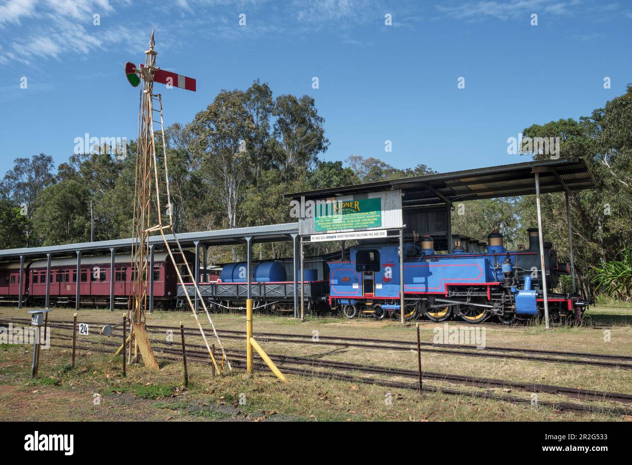 A steam engine in the the sidings at Ravenshoe Station, Ravenshoe ...