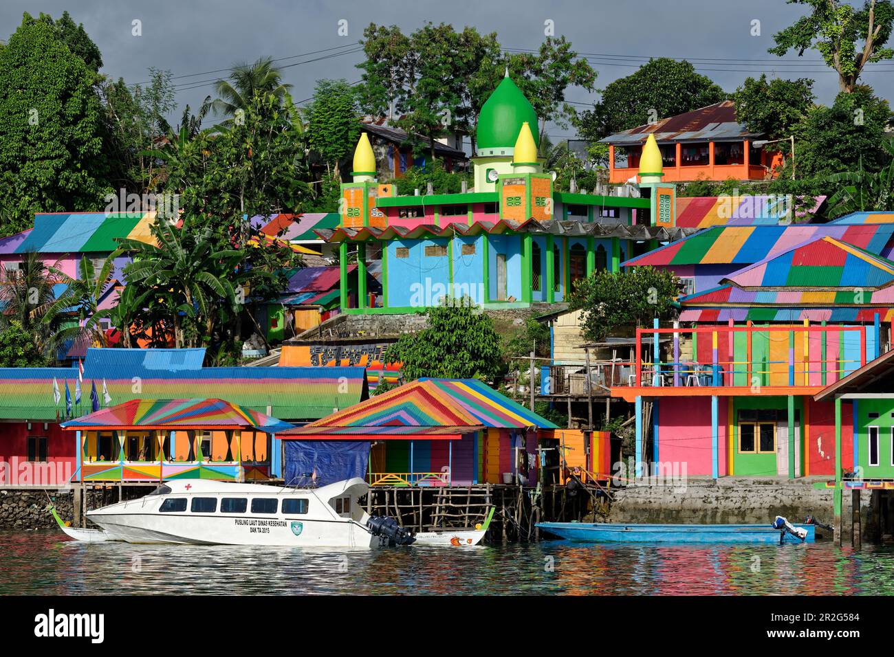 A colorful district of Tual, Banda Sea, Kei Islands, Moluccas ...