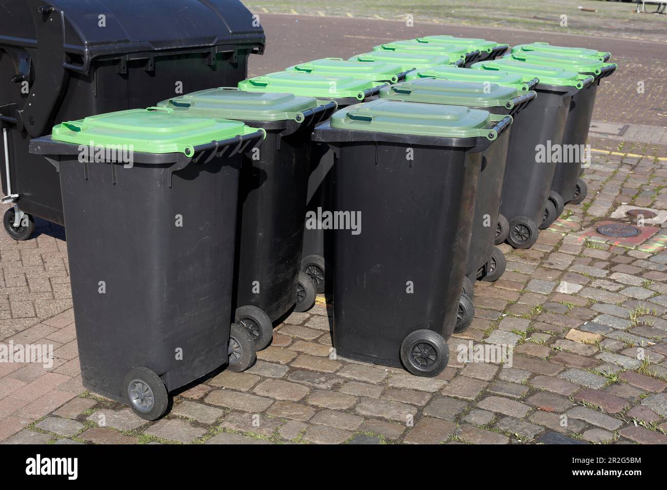 Event bins, green bins at an event, Bremen, Germany Stock Photo - Alamy