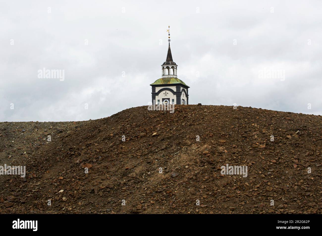 Church tower and dump in the mining town of Roeros, UNESCO World ...