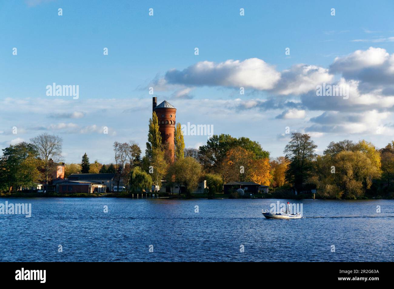 Havel, Potsdam West, water tower on the Hermannswerder island, Potsdam ...