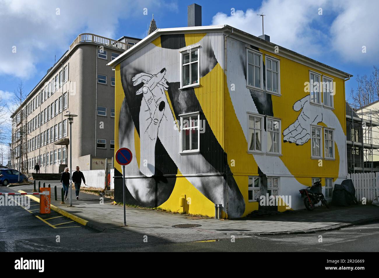 Colourful house with corrugated iron cladding and painting in Reykjavik ...