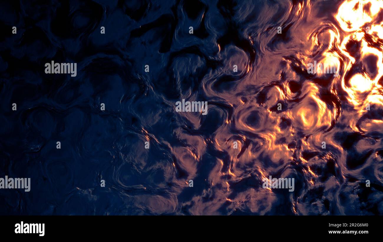 dark purple - orange strange curves forms - abstract 3D illustration ...