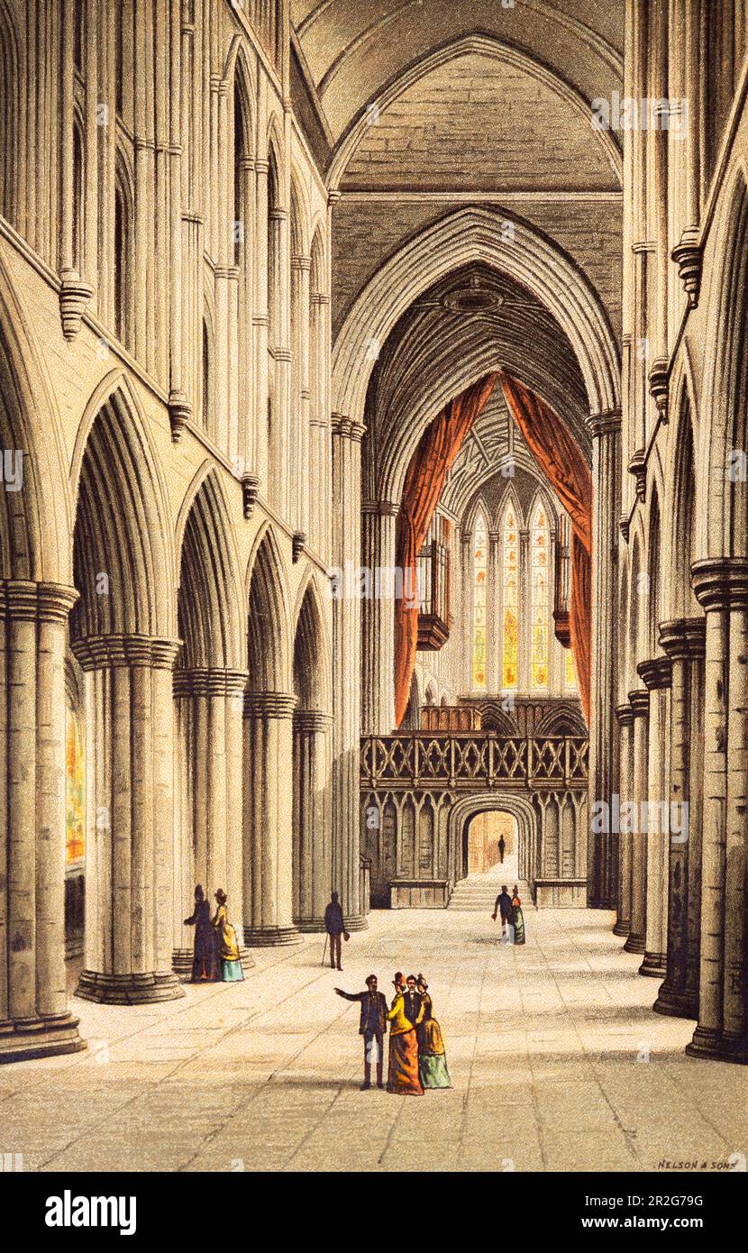 Cathedral with nave, Glasgow, Scotland, Great Britain, interior ...