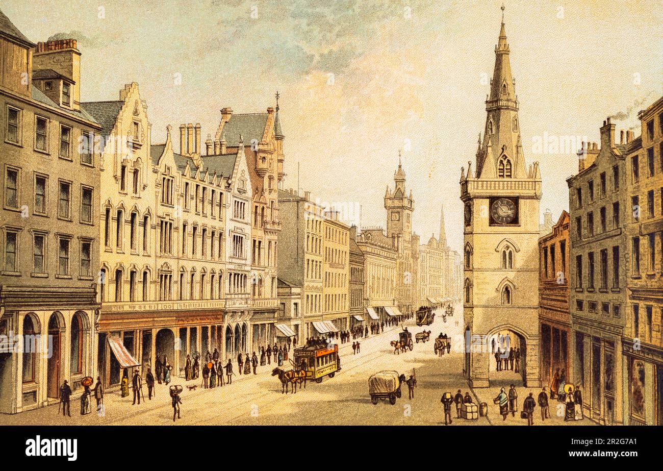 The Throngate, Glasgow, Scotland, Great Britain, street, towers, horse ...