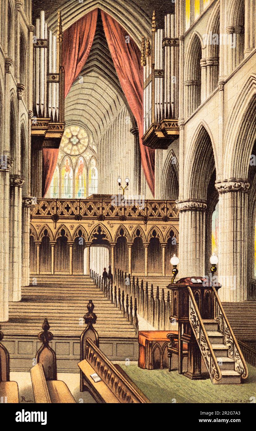 Cathedral with organ, choir loft, Glasgow, Scotland, Great Britain ...