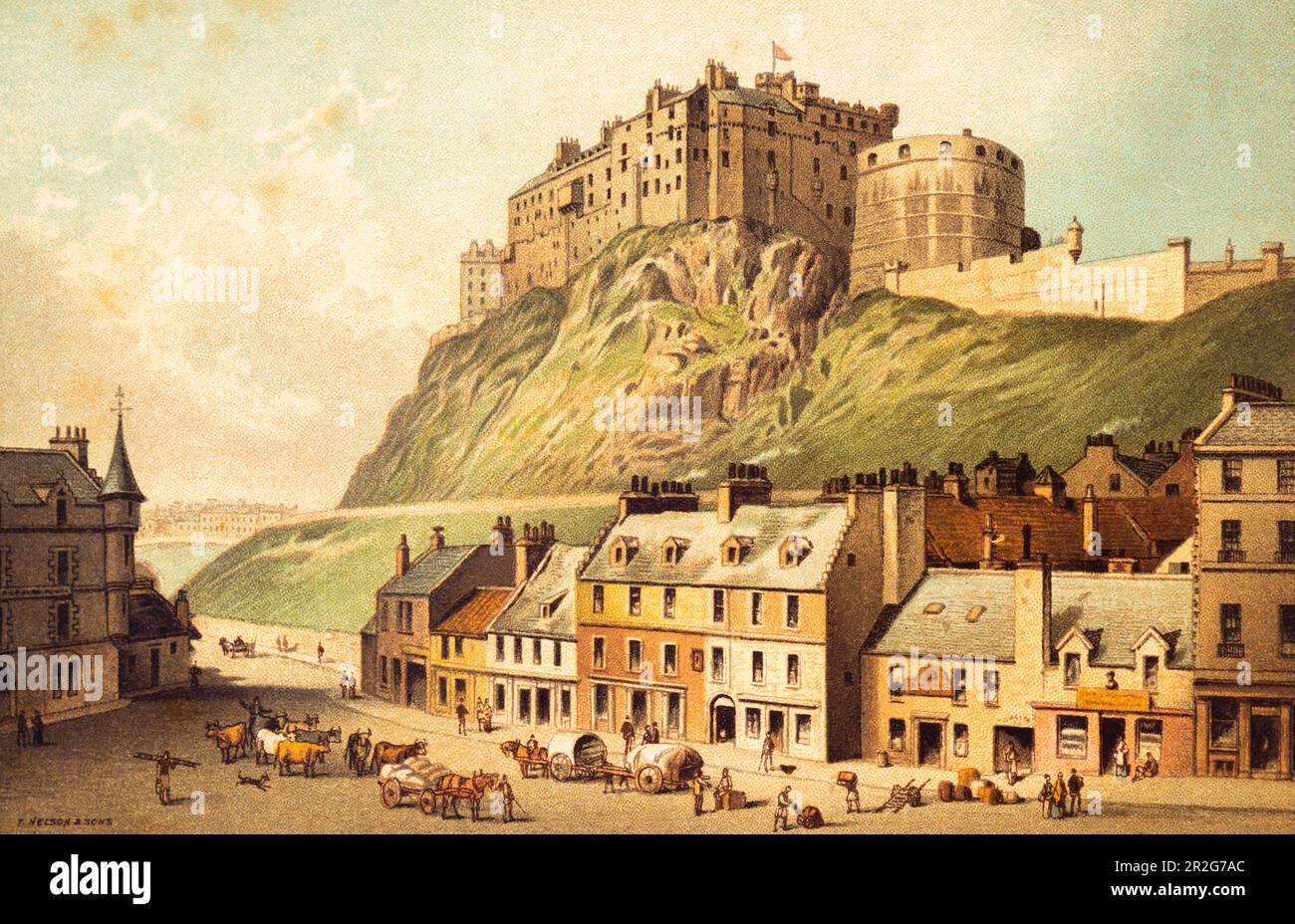 Edinburgh Castle, castle, marketplace Grassmarket, Edinburgh, Scotland ...
