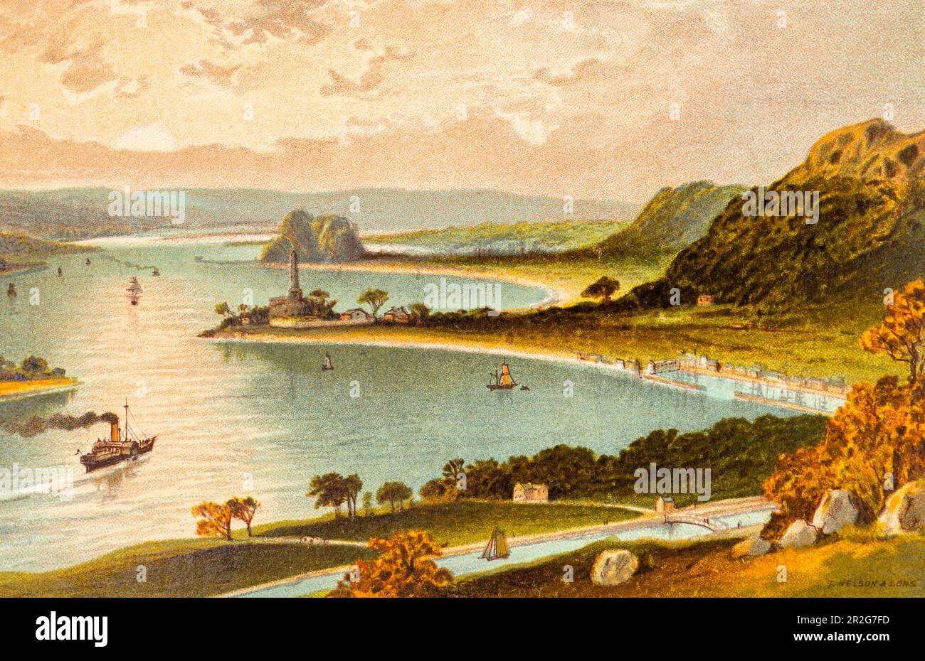 View of the landscape at the Clyde, Scotland, Great Britain, meander ...