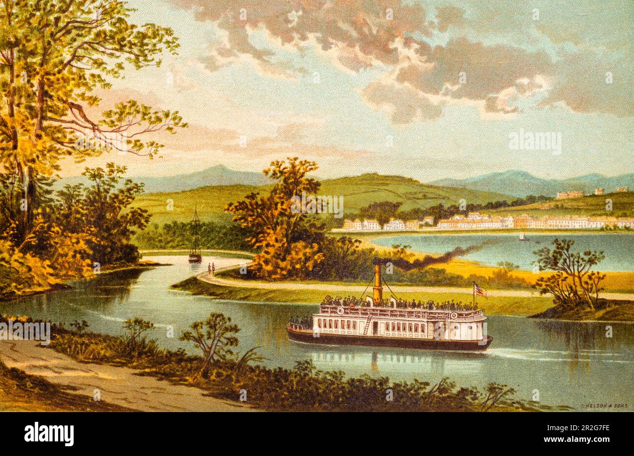 Crinan Canal between Loch Gilp and the Atlantic Ocean, view of the ...