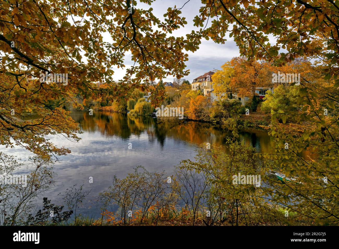 Hubertussee in autumn, Charlottenburg-Wilmersdorf district in the ...