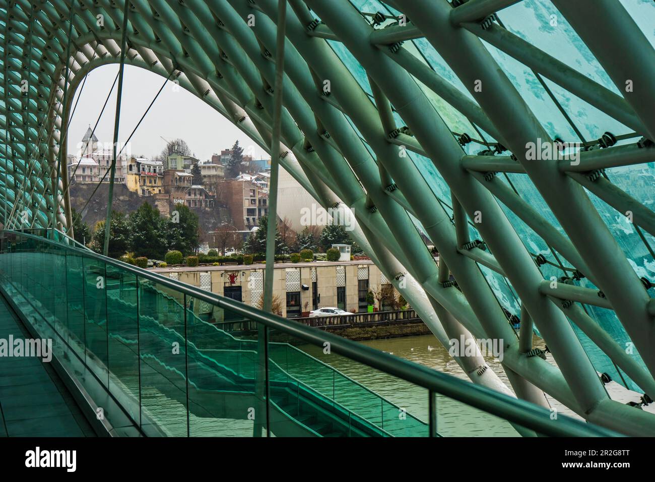 Tbilisi's downtown and glass bridge of Peace Stock Photo - Alamy