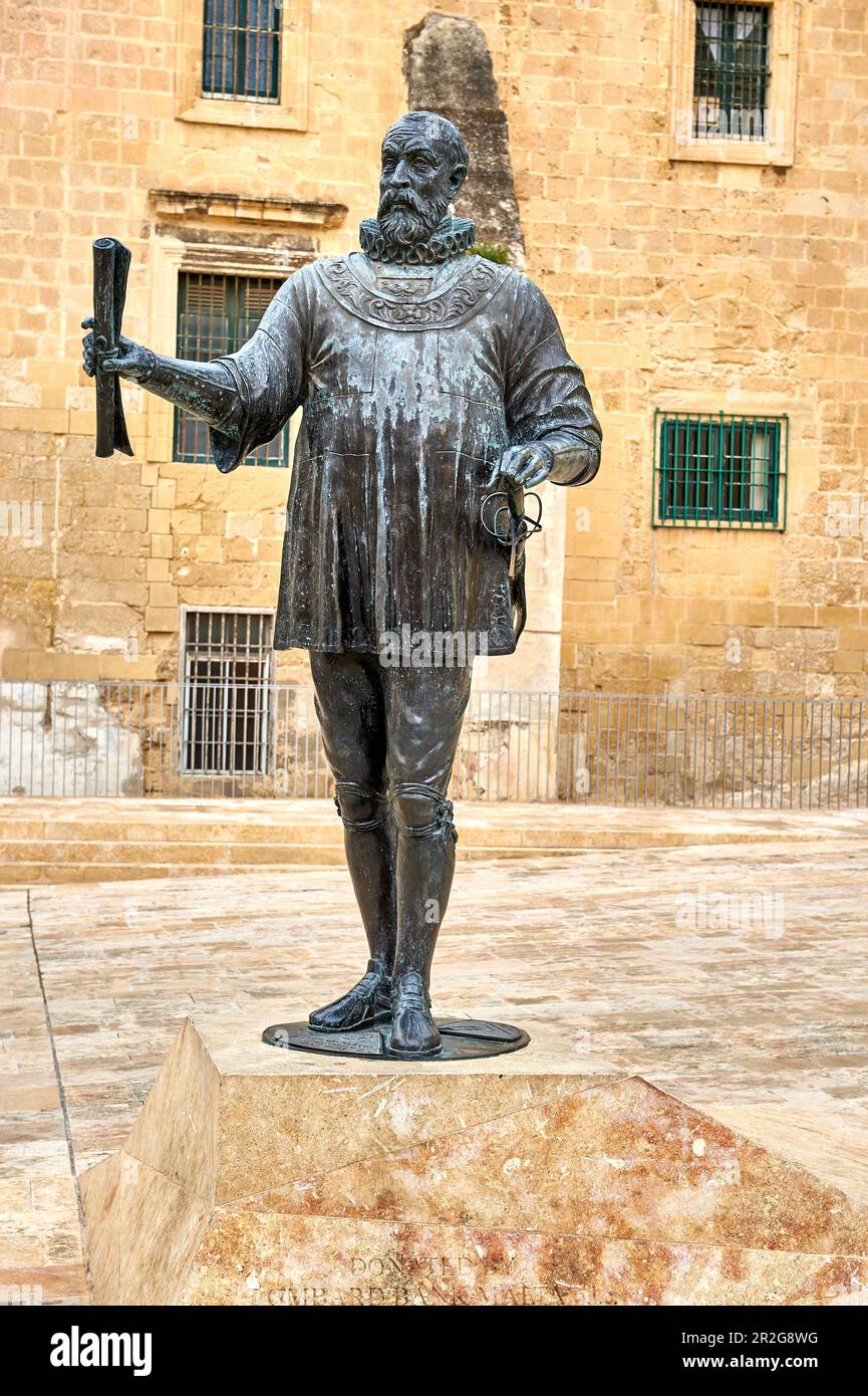 Statue of Jean de Valette, founder of today's capital of Malta ...