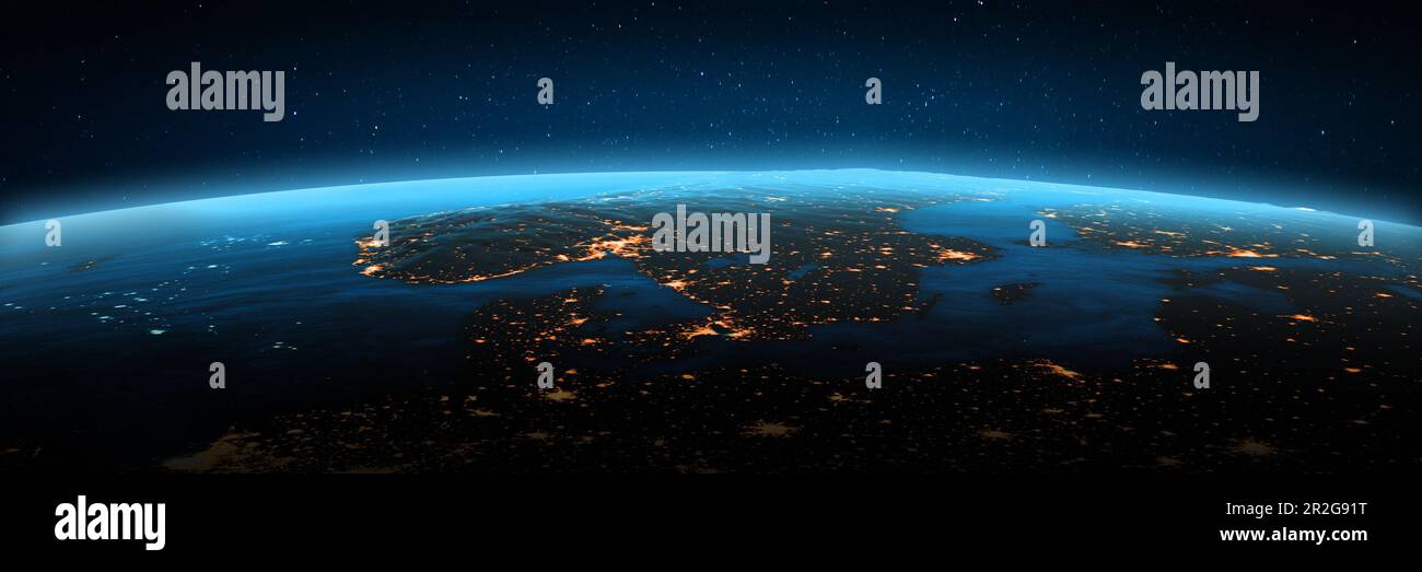 Norway, Sweden, Denmark city lights. Elements of this image furnished ...