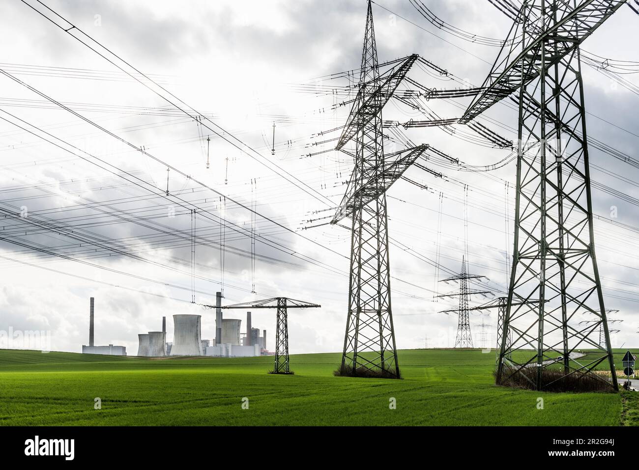 Power station and electricity pylons, Frimmersdorf brown coal power ...