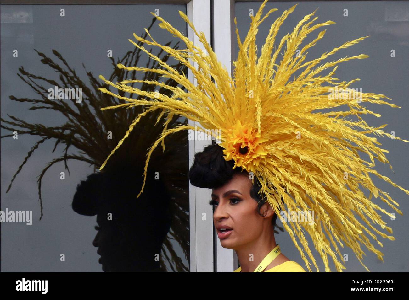 A person wears decorative headwear during Black-Eyed Susan day ahead of ...