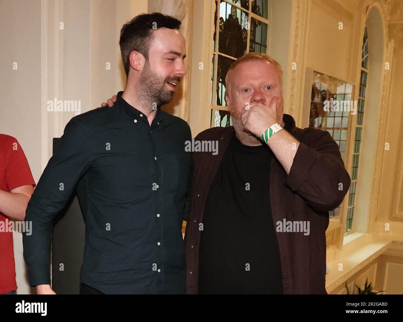 NI green party Brian Smyth (right), who has retained his seat, at ...