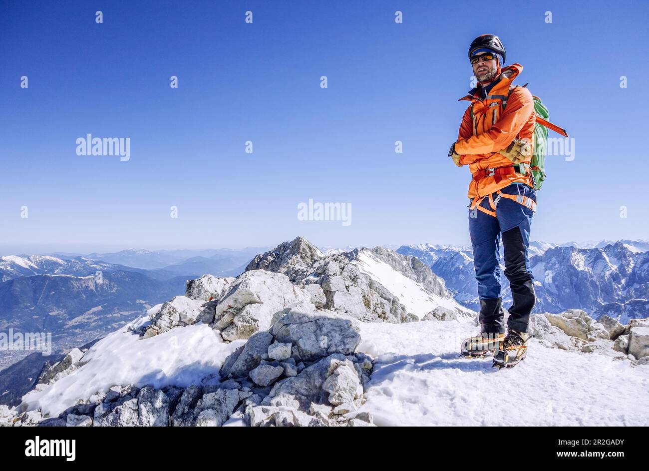View towards Garmisch during the winter ascent of the Jubilee Ridge ...
