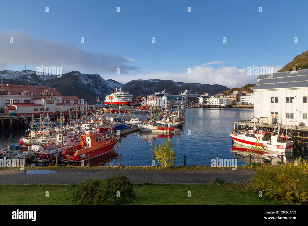 View of Honningsvag Harbour, Finnmark, Nordkapp, Norway. Hurtig routes ...
