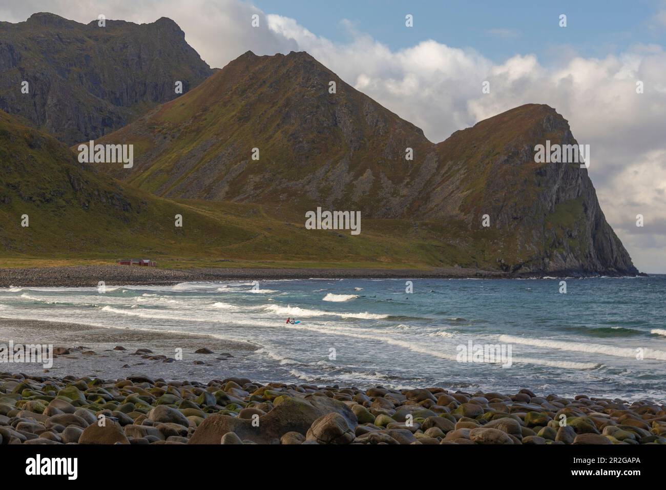 Surfers on Unstad beach, Lofoten, Norway Stock Photo - Alamy