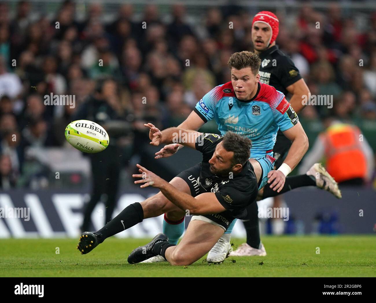 RC Toulon's Jeremy Sinzelle makes a clearance during the ECPR Challenge ...