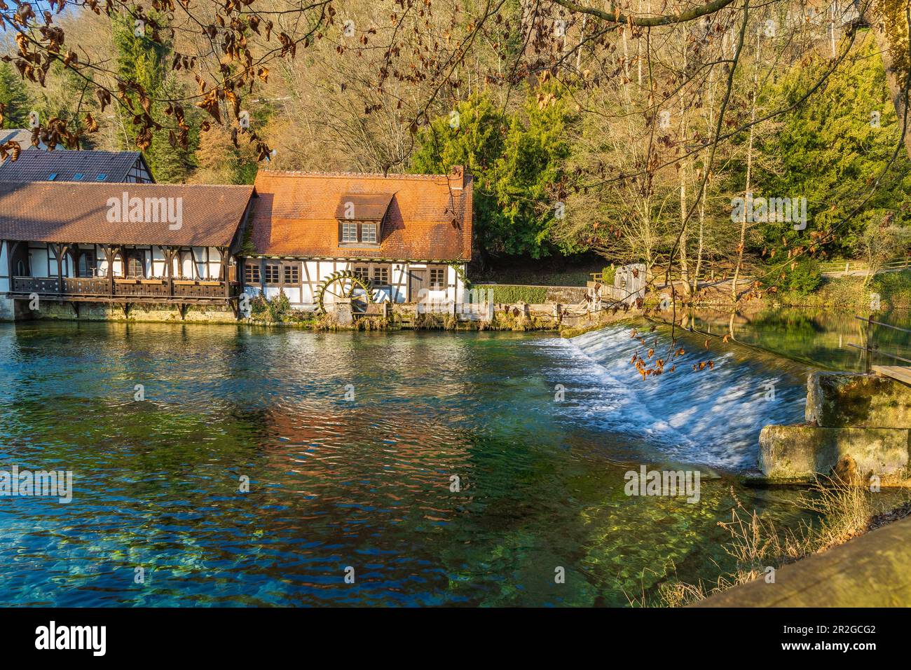 Historic hammer mill at the Blautopf source, Blaubeuren, Alp-Donau ...