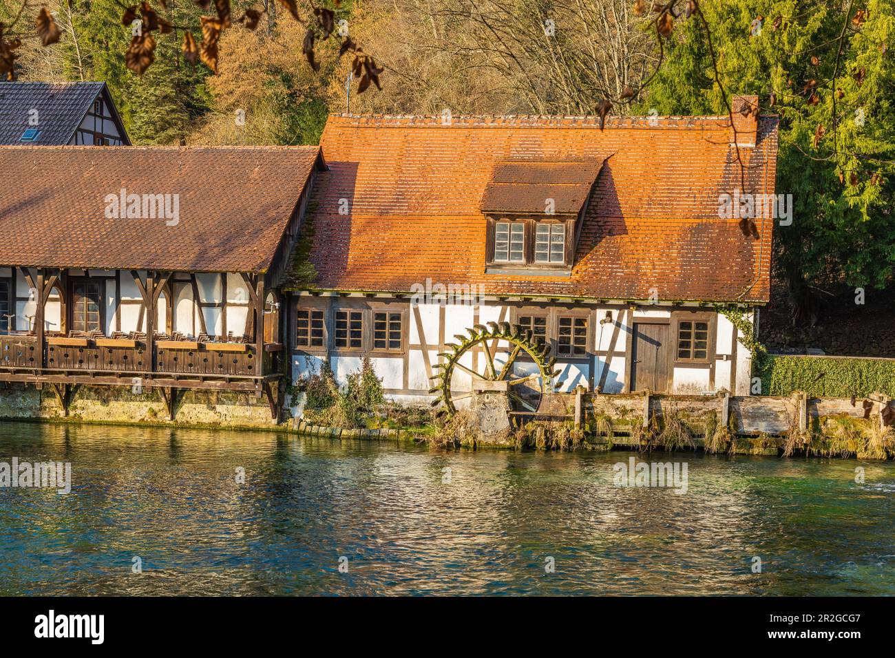 Historic hammer mill at the Blautopf source, Blaubeuren, Alp-Donau ...