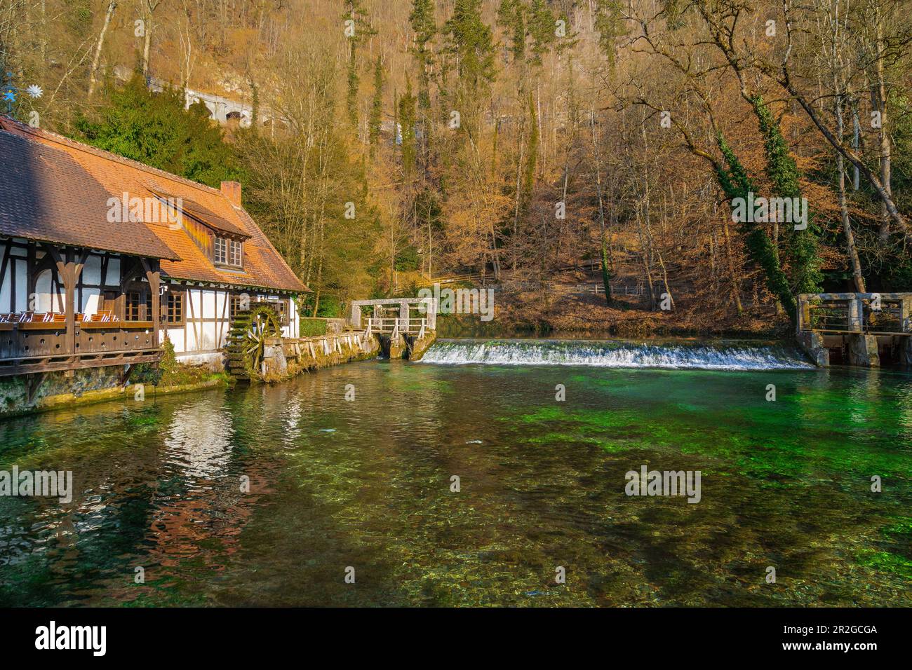Historic hammer mill at the Blautopf source, Blaubeuren, Alp-Donau ...