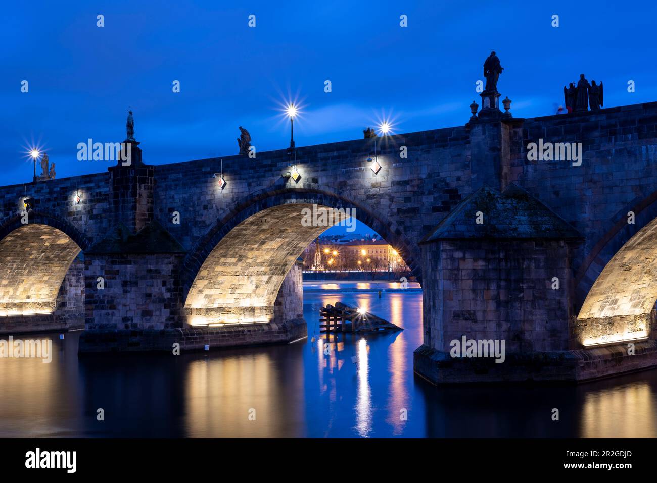 Charles Bridge in the evening, blue hour, Prague, Czech Republic Stock Photo - Alamy
