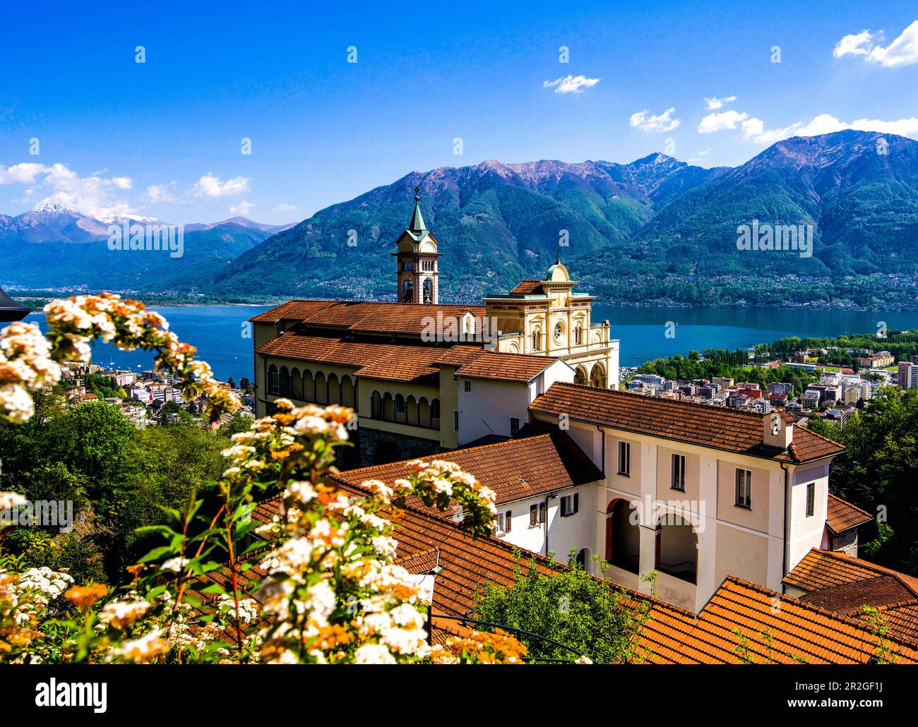 The Sanctuary of Madonna del Sasso overlooking the Alps and Lake ...
