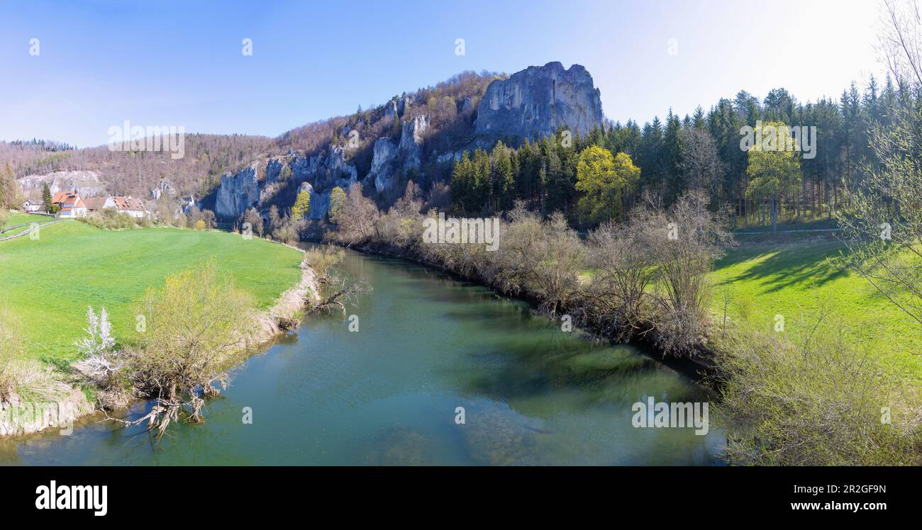 Danube valley near Thiergarten with Käppeler estate and Rabenfelsen ...