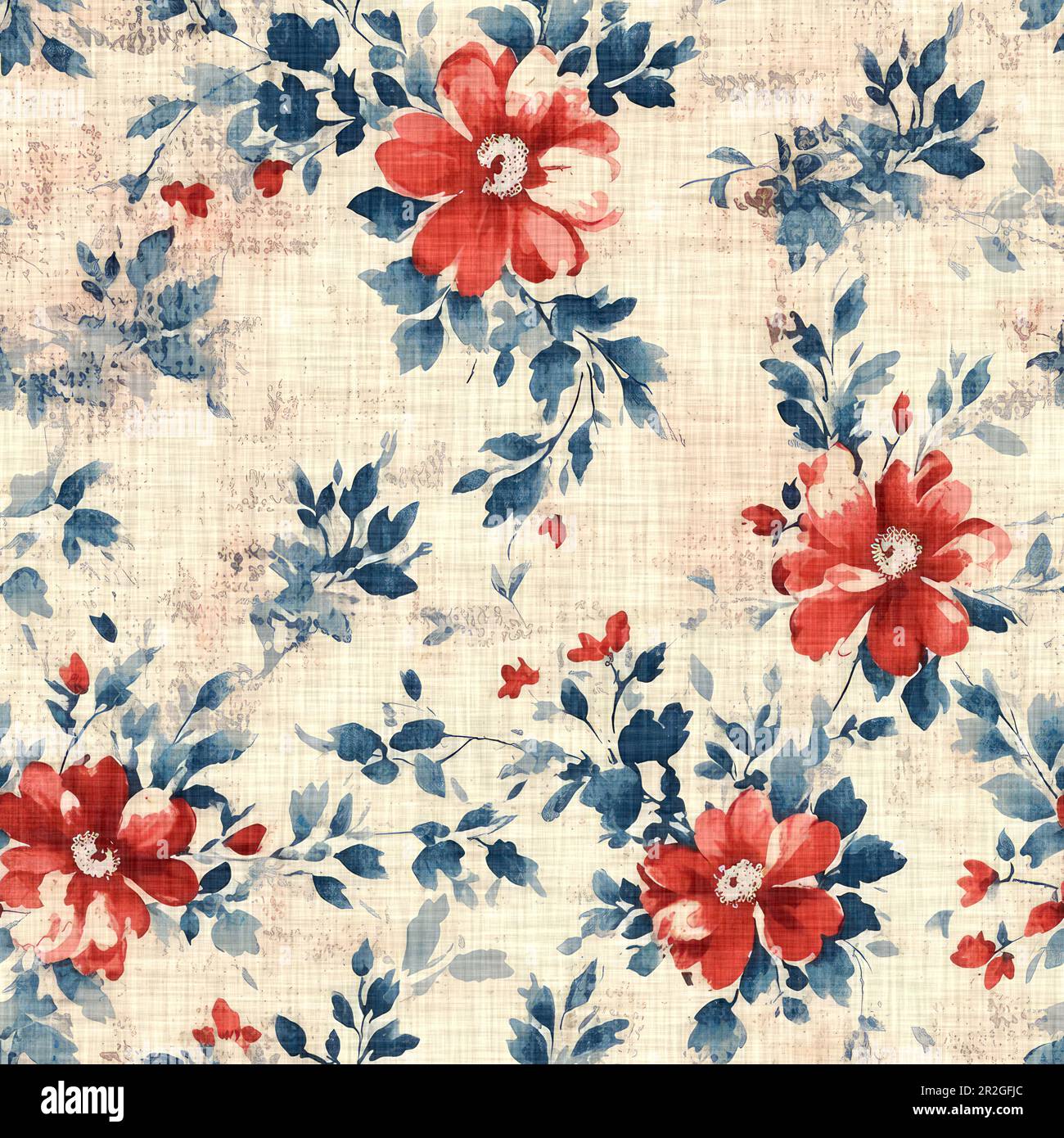 Rustic americana seamless pattern in traditional red, white and blue ...