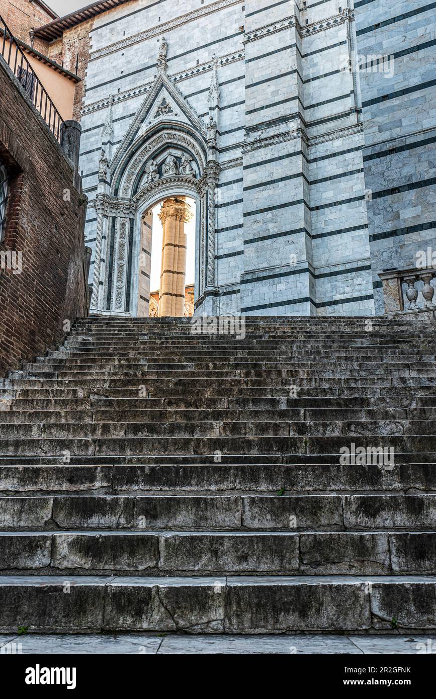 Stairs leading to Siena Cathedral, Siena, UNESCO World Heritage Site ...