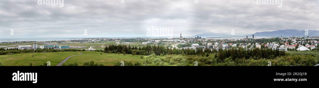 Panorama of Reykjavik; from the "Perlan", futuristic, revolving gourmet ...
